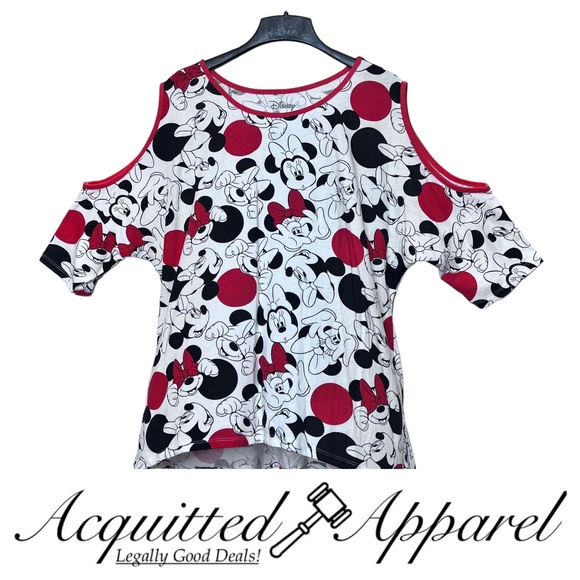 Disney | Tops | Disney Minnie Mouse Cold Shoulder Top 2x Nwt | Poshmark